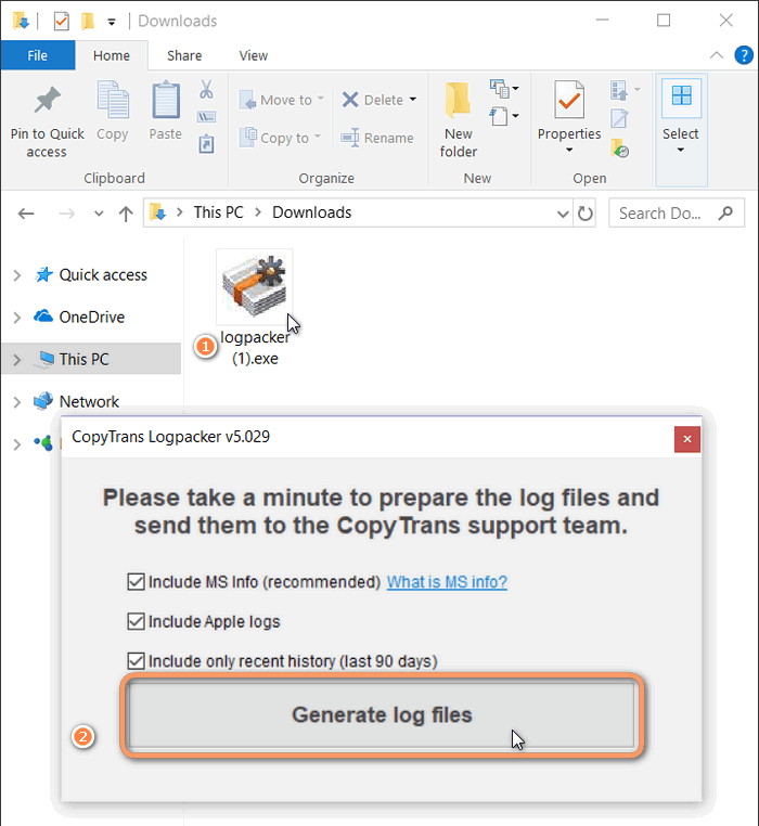 Preparing the log files to contact Support