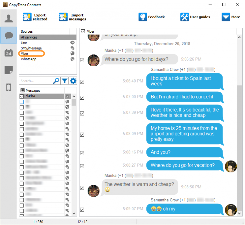Save All Viber Messages On Computer CopyTrans Contacts