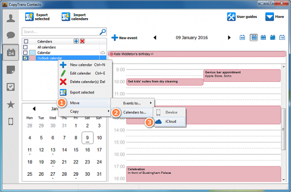How to export Outlook calendar to iCloud?
