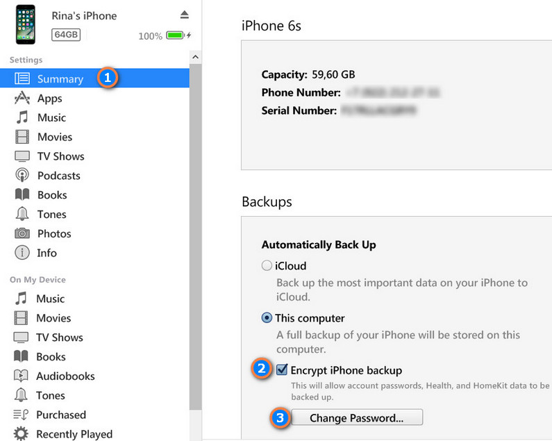How to set up an iOS backup password