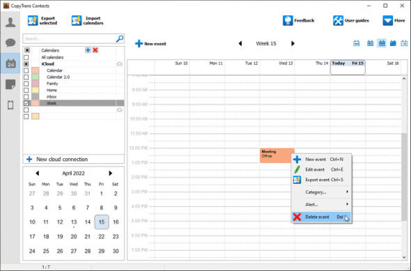How to delete calendar events?